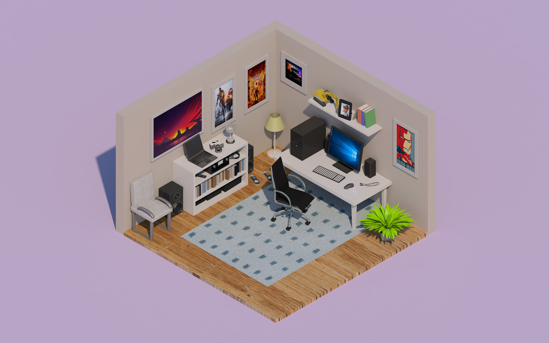 ArtStation - Isometric Room Gamer