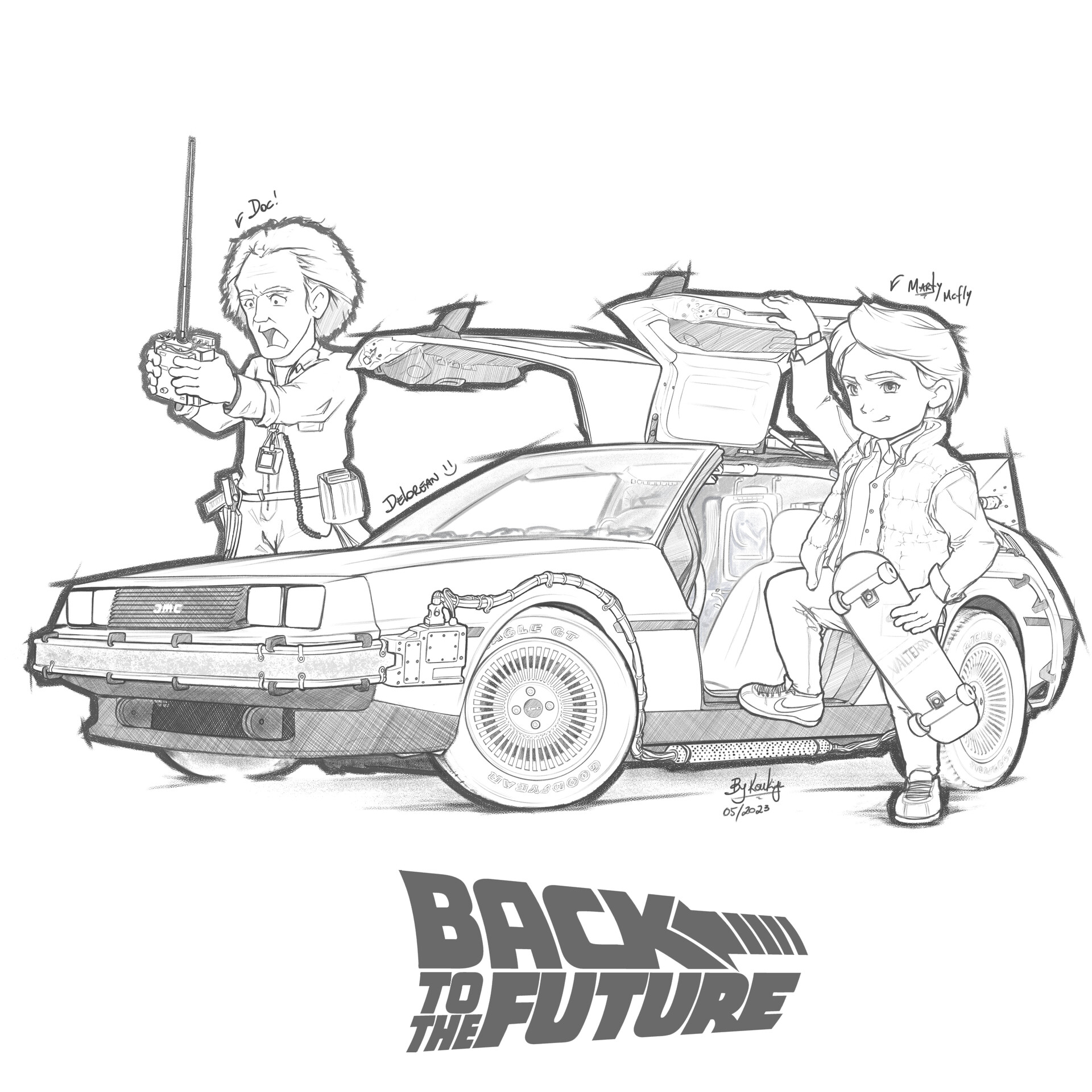 delorean coloring sheet