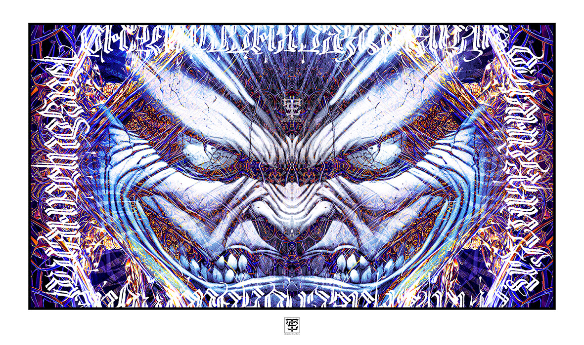 ArtStation - Smiling evil calligraphy face