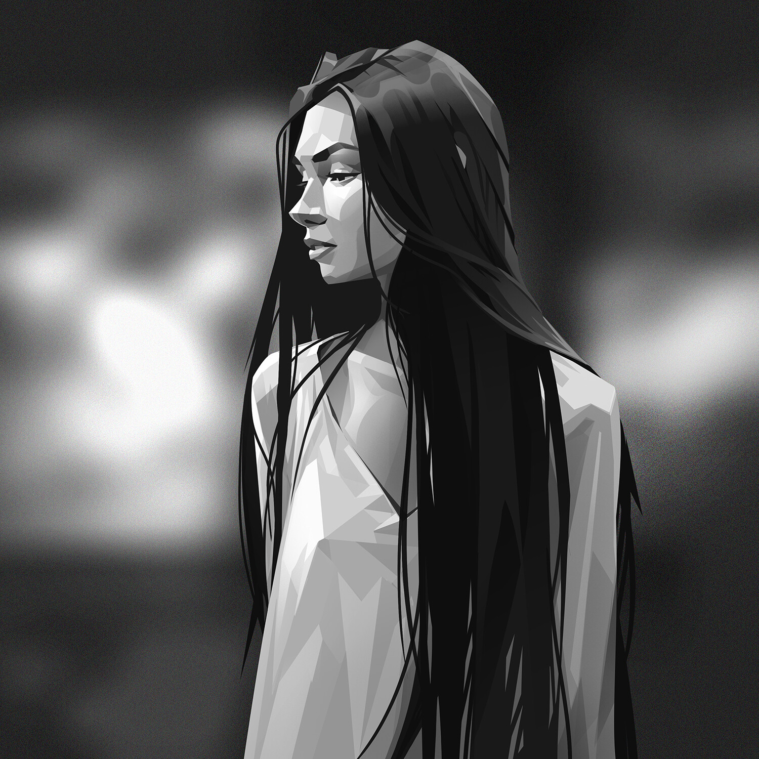 ArtStation - girl with long hair