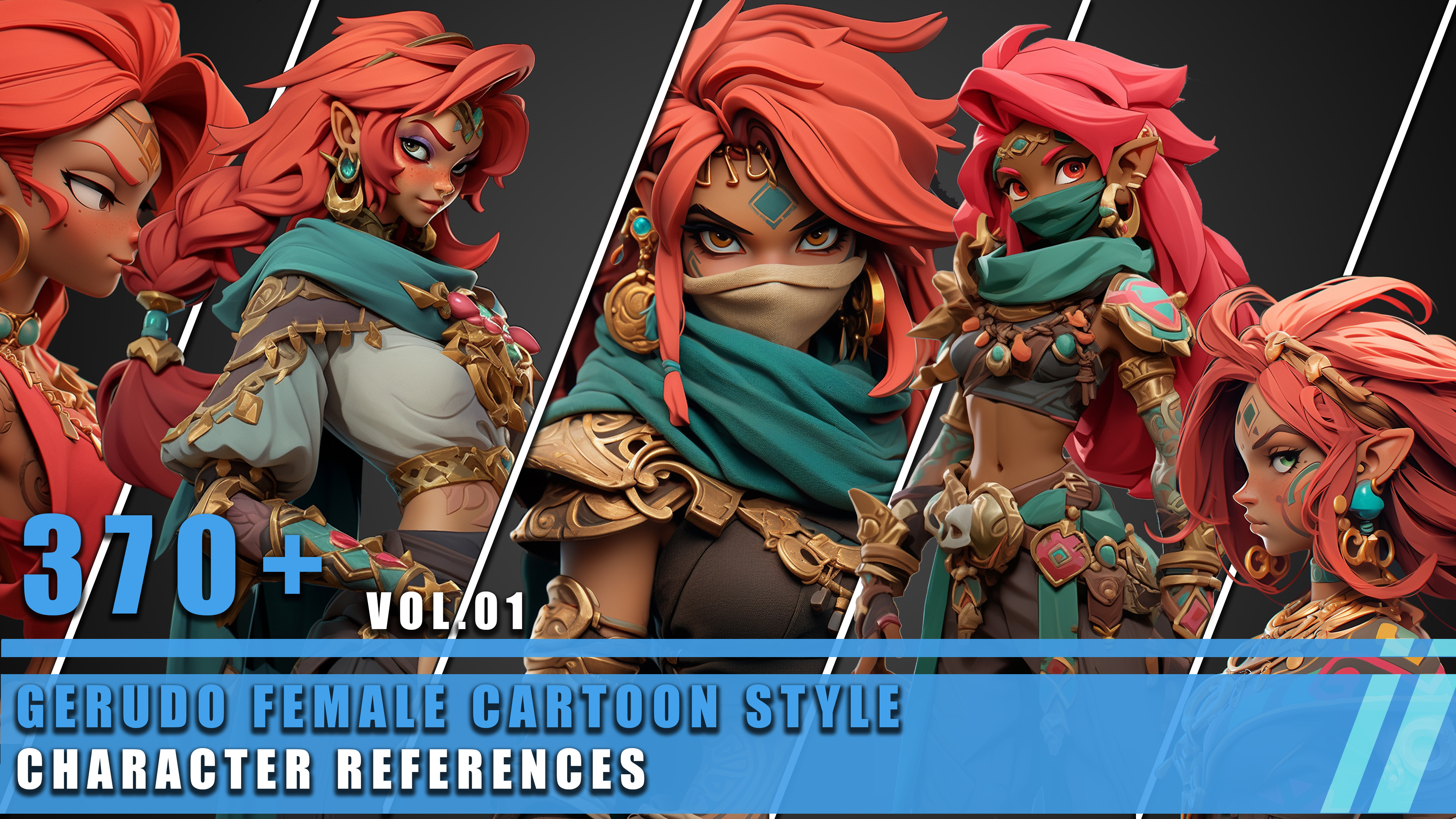 Wayline Arts - Gerudo Female Cartoon Style - Character References Vol.01