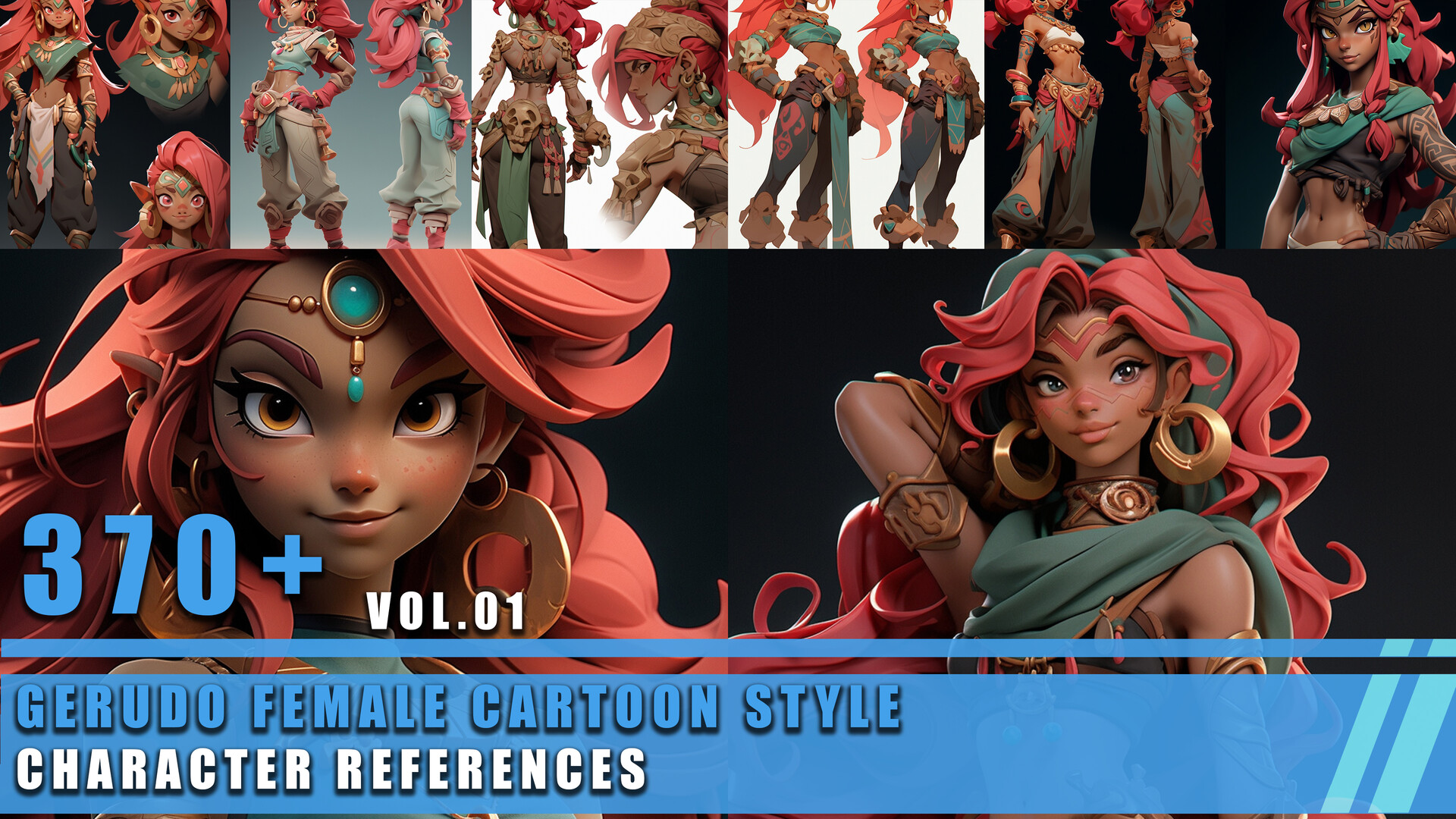 Wayline Arts - Gerudo Female Cartoon Style - Character References Vol.01