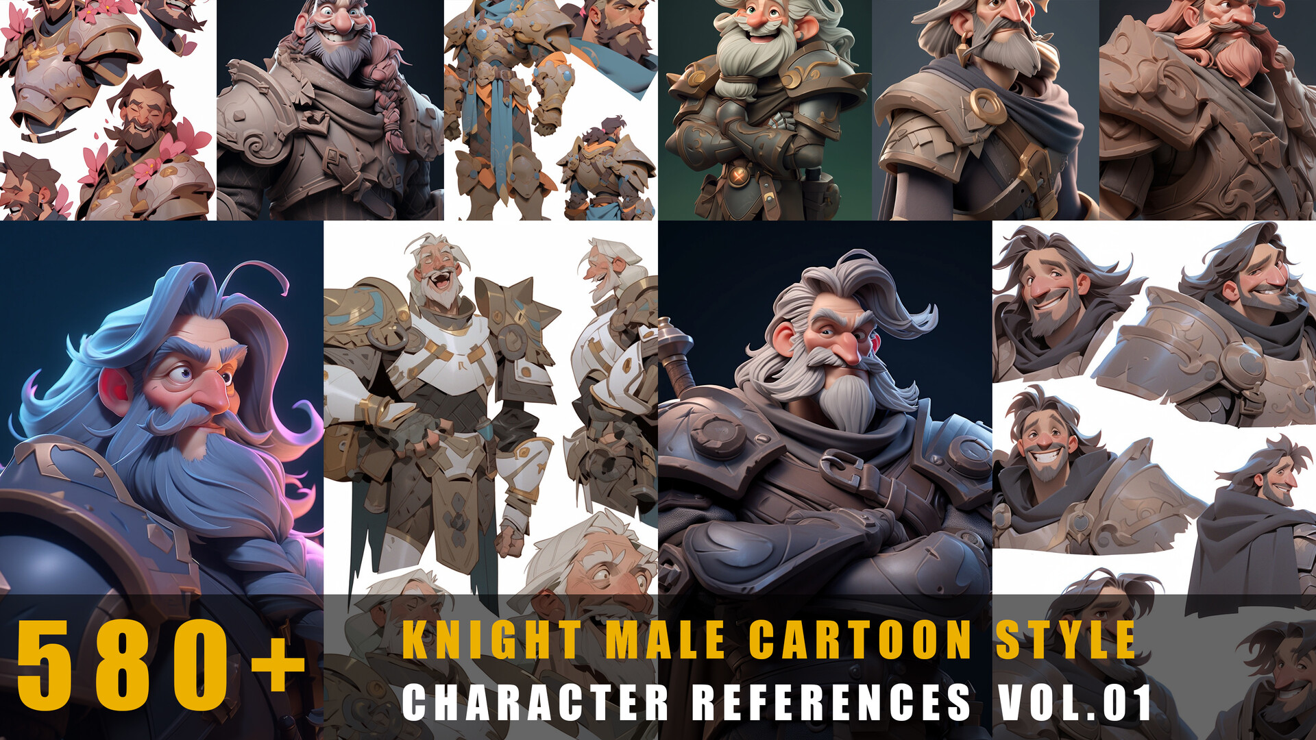 WaterLaw's Studio - 580+ Knight Male Cartoon Style - References Pack Vol.01