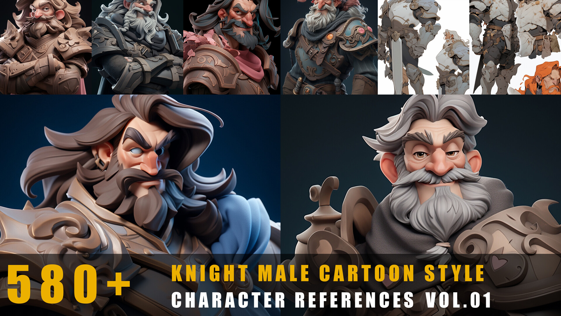WaterLaw's Studio - 580+ Knight Male Cartoon Style - References Pack Vol.01