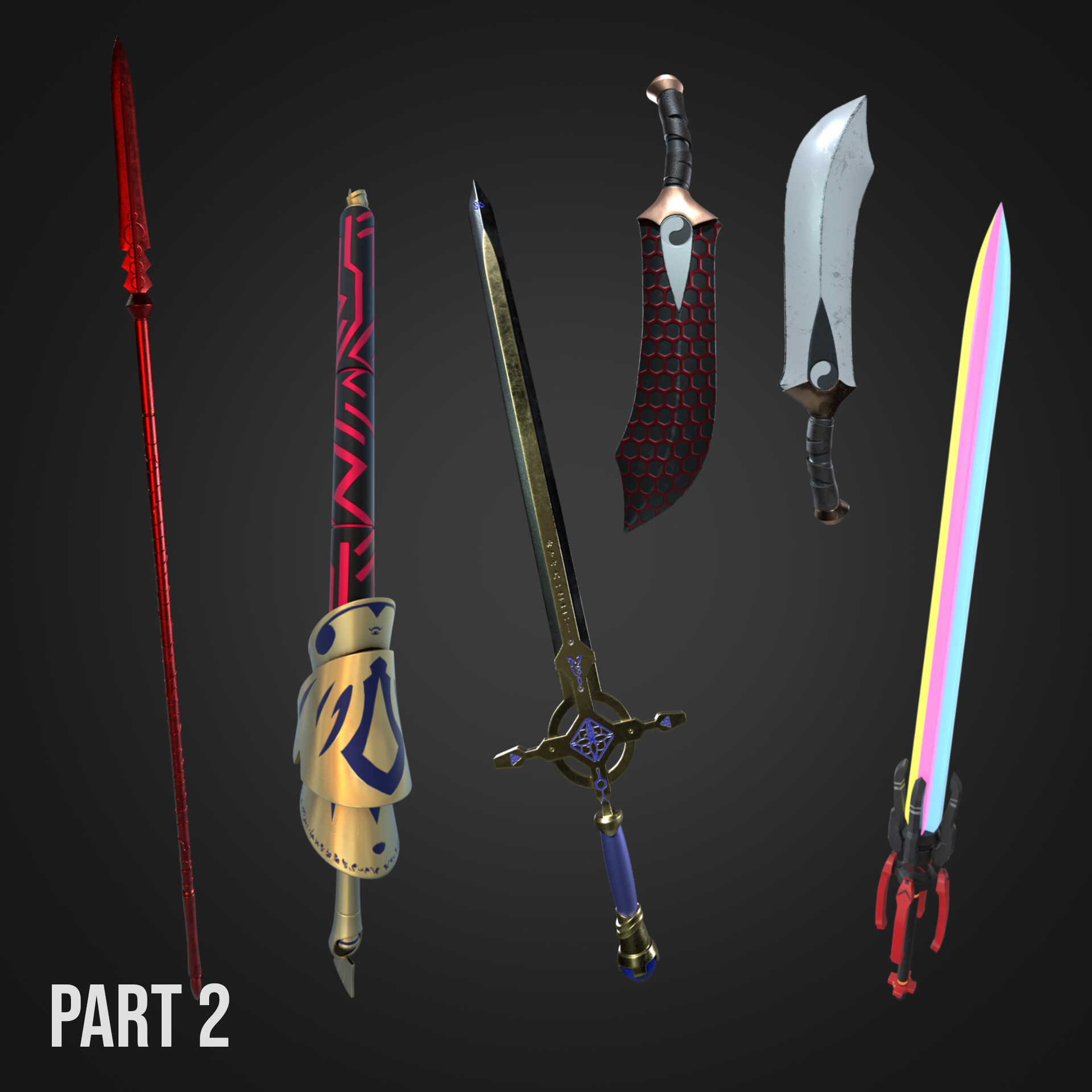 ArtStation - 30 Days of modeling weapons from F/GO fan art challenge ...