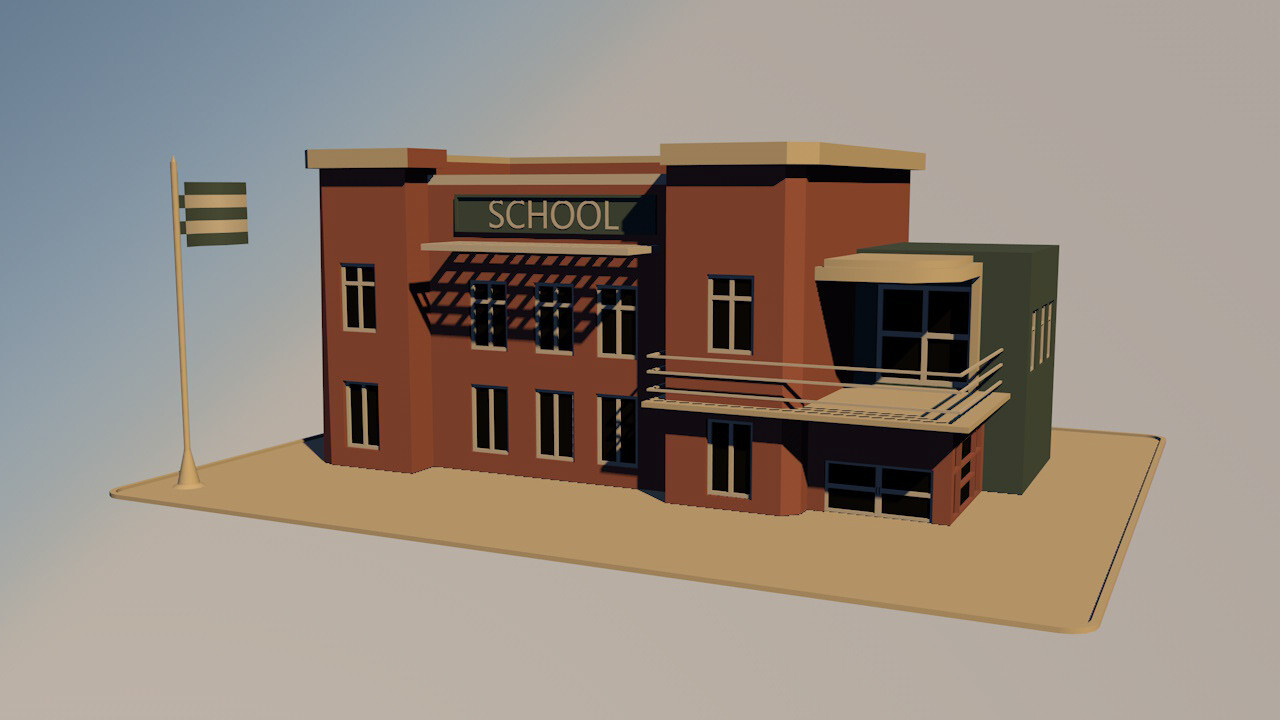 ArtStation - low poly school