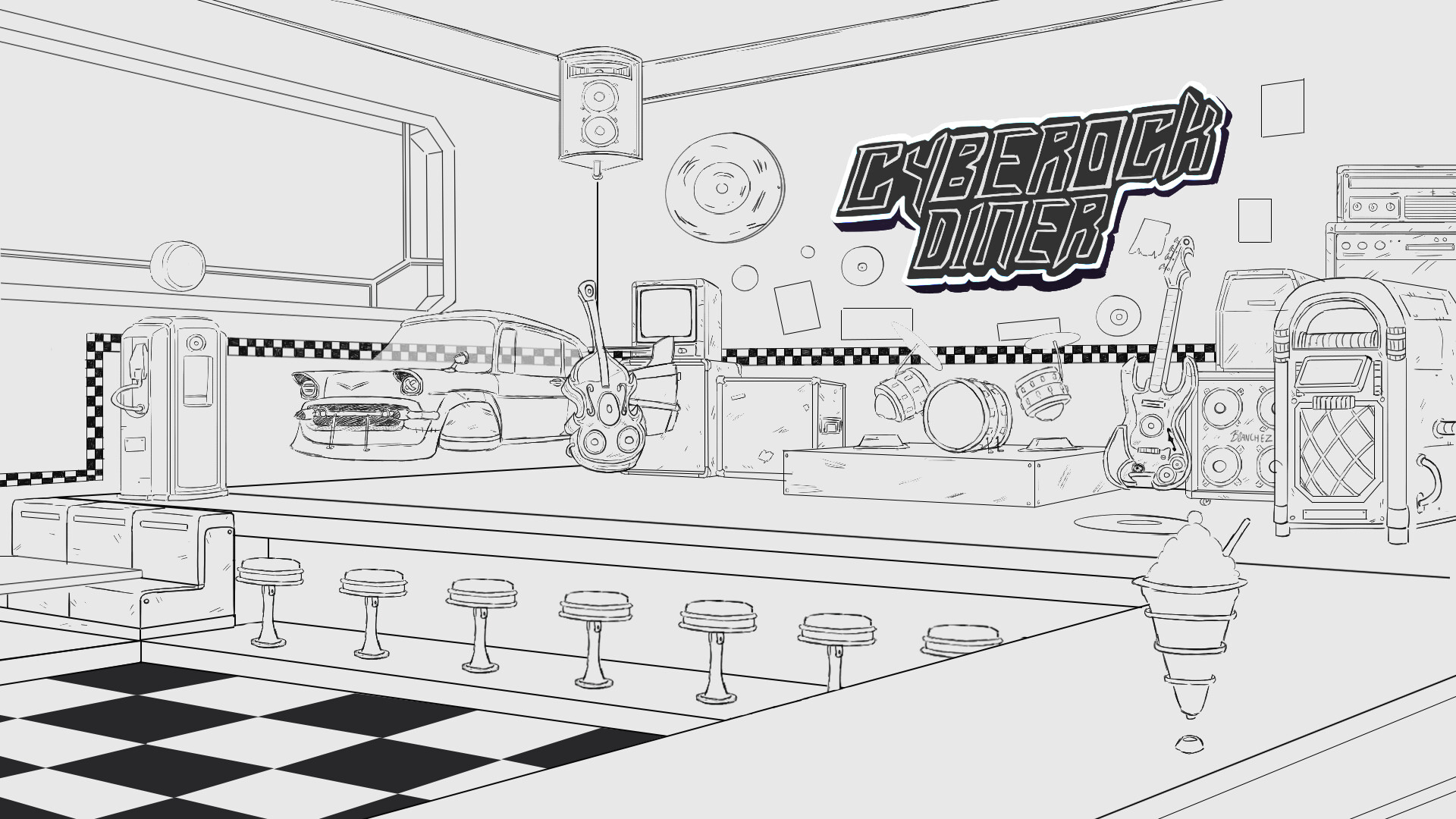 50's diner coloring pages
