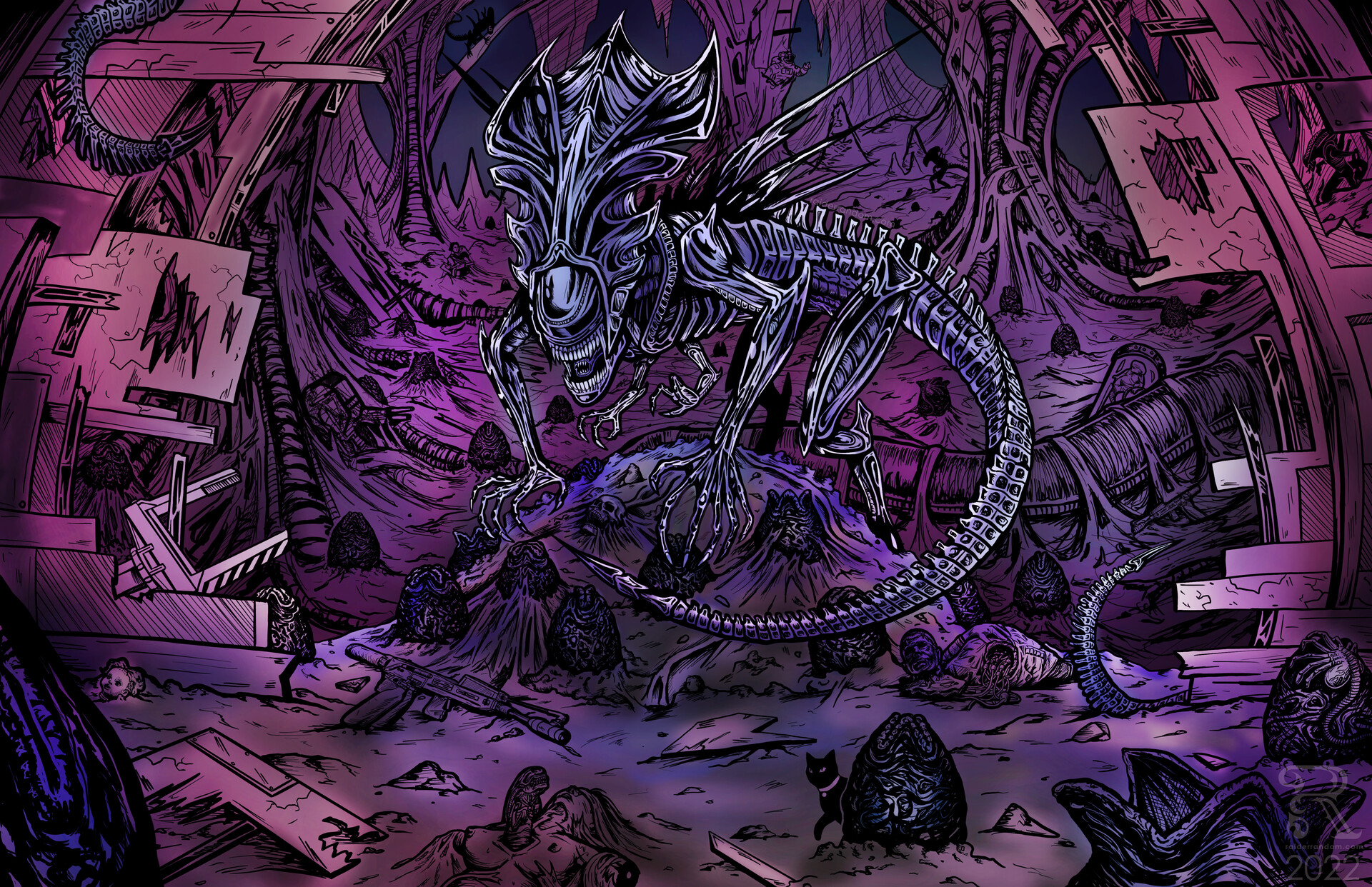 alien queen comic art