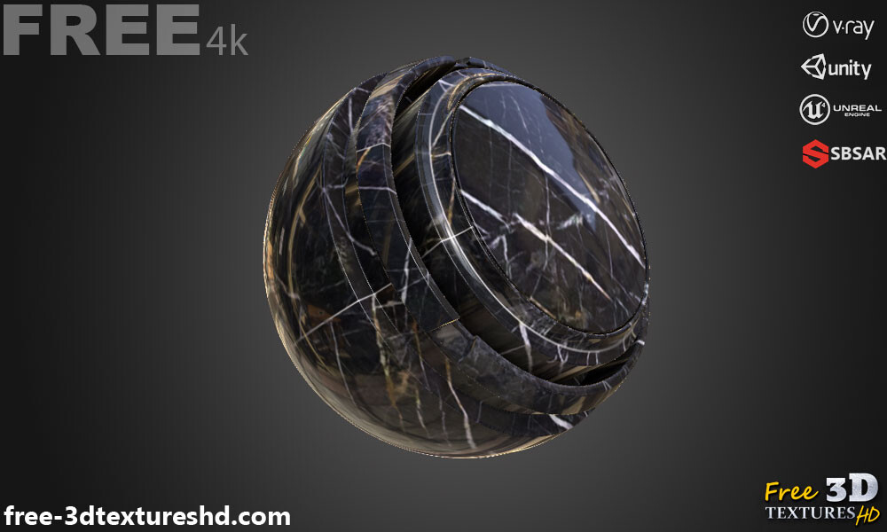 PBR Textures Free Download - Black Yellow Marble Tile Substance SBSAR ...