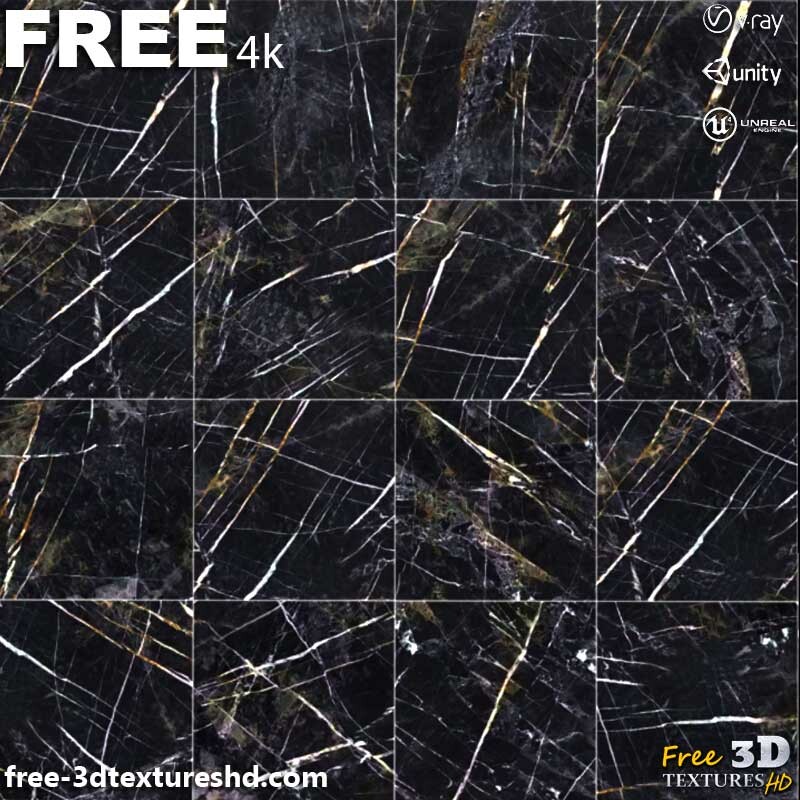 PBR Textures Free Download - Black Yellow Marble Tile Substance SBSAR ...