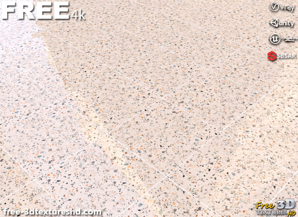 PBR Textures Free Download - Beige Ceramic Floor Tiles Terrazzo Pattern ...