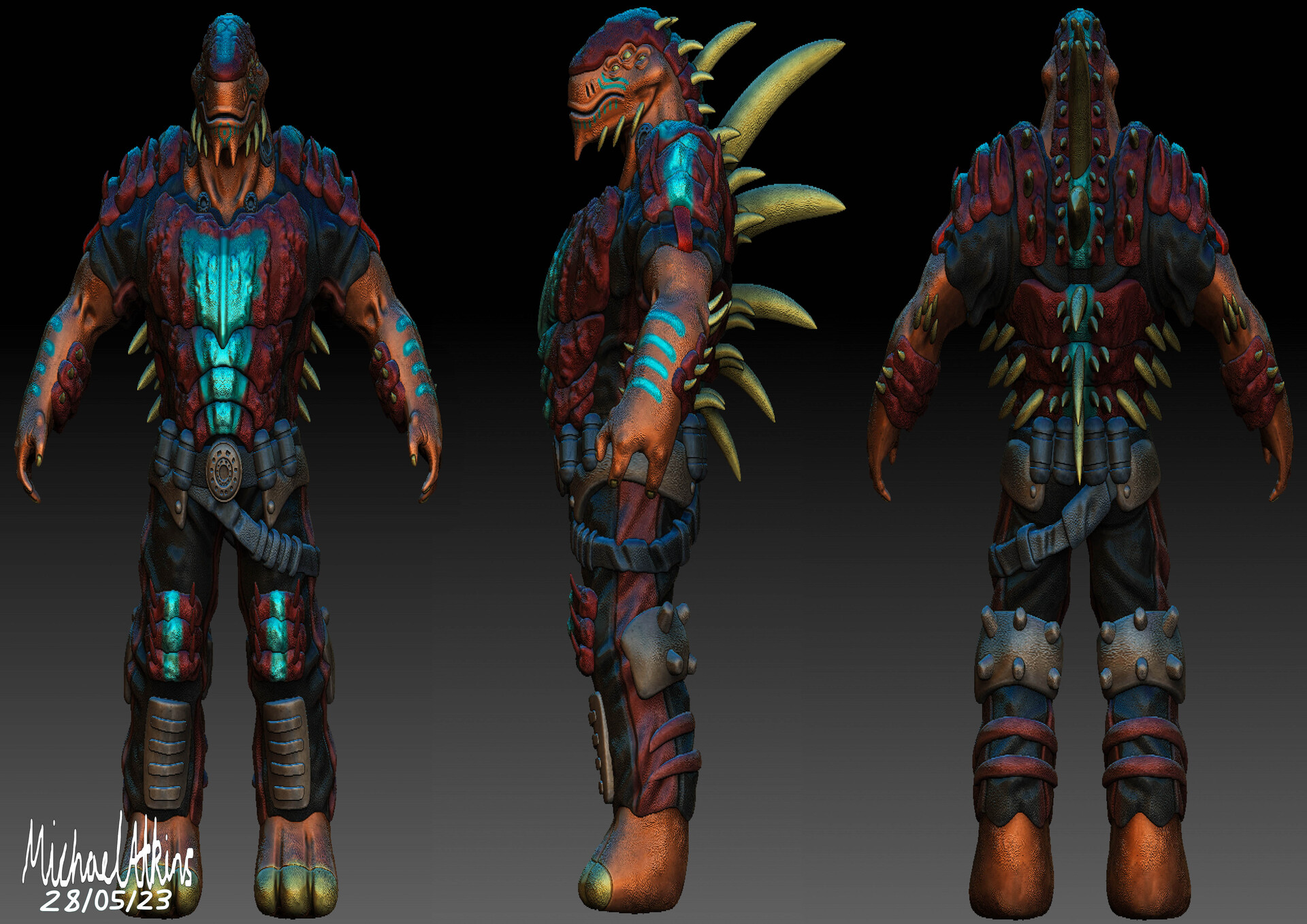 ArtStation - Michael Atkins 3D Armadillo Alien Character Sheet