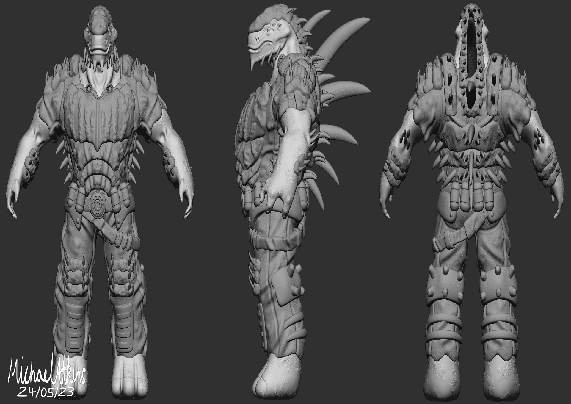 ArtStation - Michael Atkins 3D Armadillo Alien Character Sheet AO