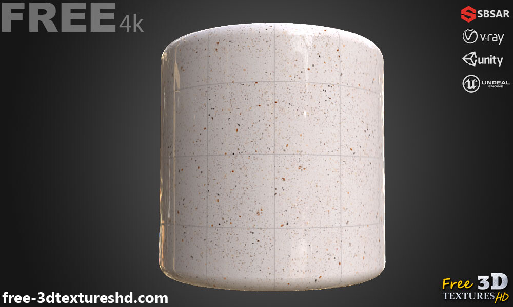 PBR Textures Free Download - Ceramic white Floor Tile Terrazzo Pattern ...
