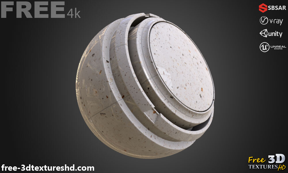 PBR Textures Free Download - Ceramic white Floor Tile Terrazzo Pattern ...