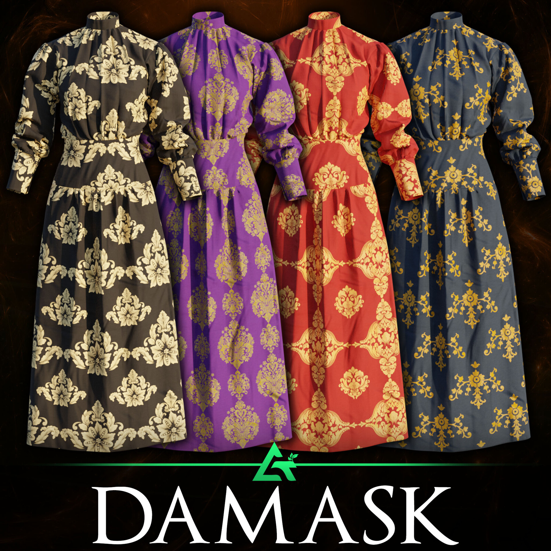 ArtStation - Damask! - 500 Hand Painted Alpha Seamless Damask Patterns ...