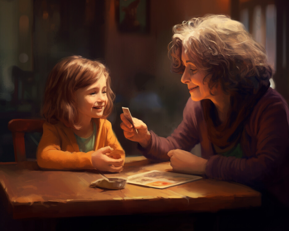 ArtStation - Shared Moment between Child and Grandmother