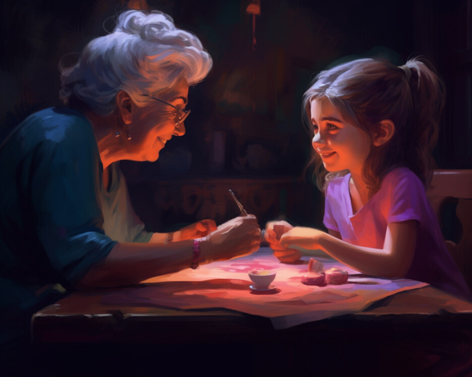 ArtStation - Shared Moment between Child and Grandmother 2