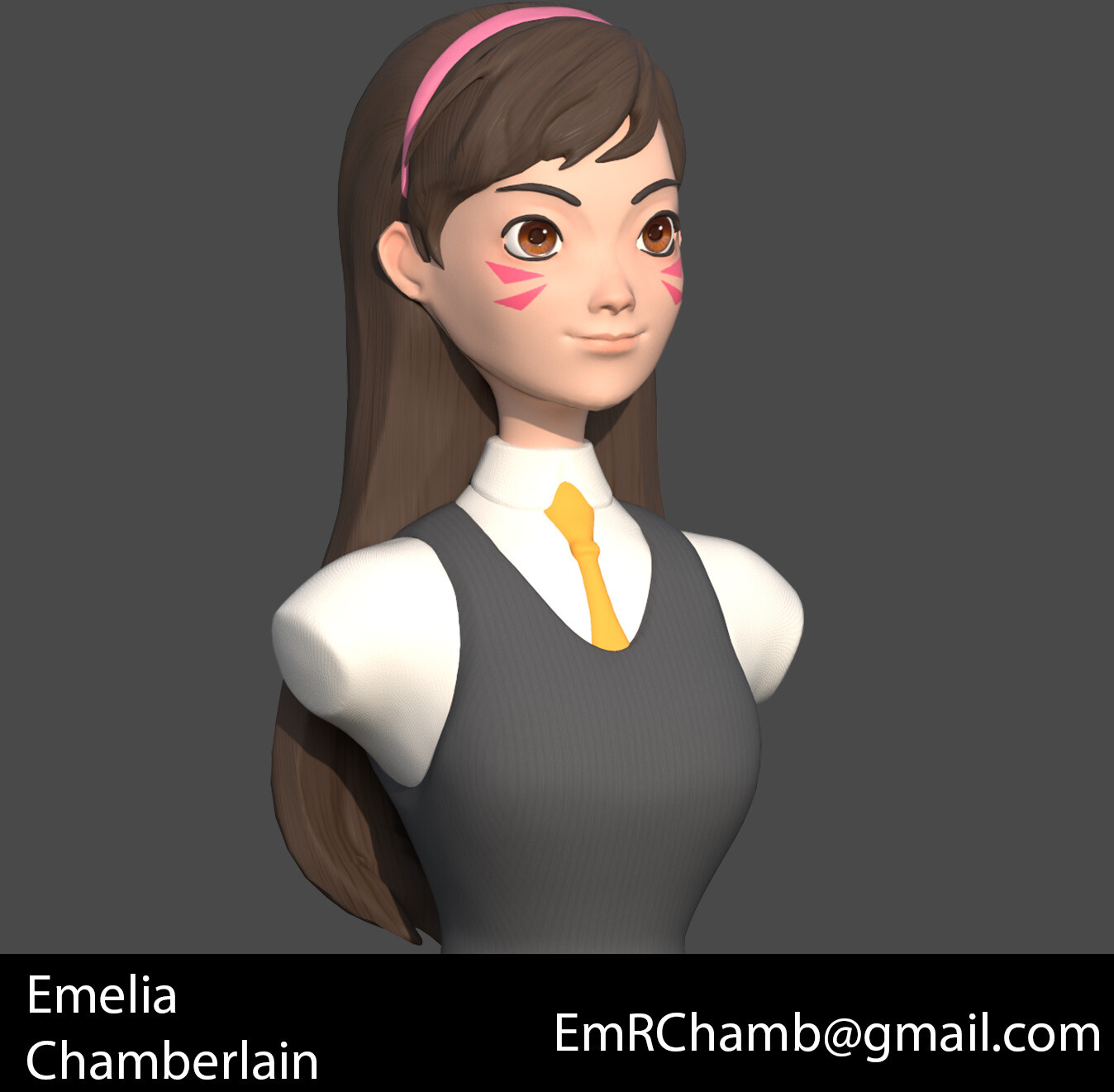 Emelia Chamberlain - Character Bust Sculpt: D.Va Full Render
