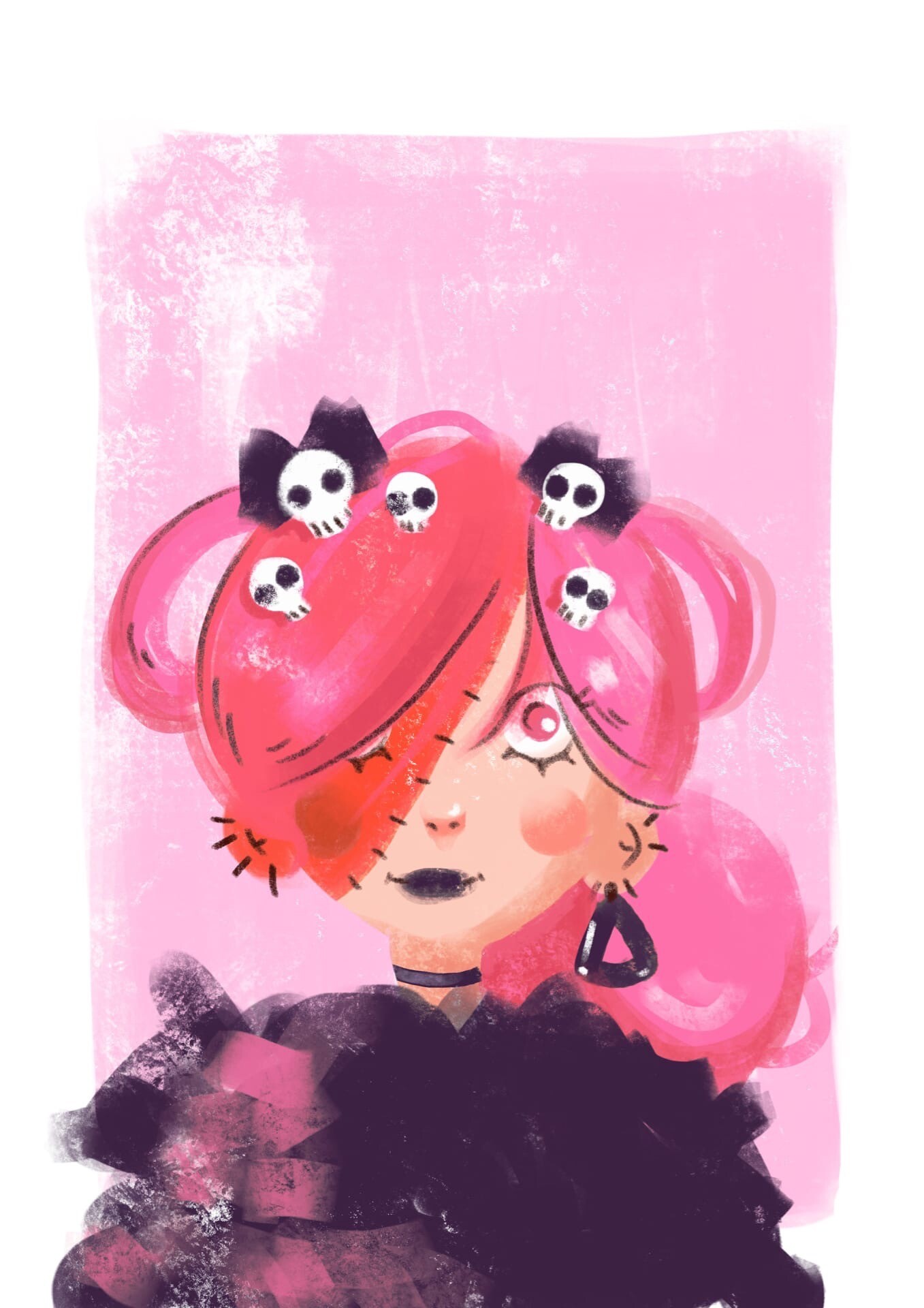 ArtStation - Pink-haired Zombie Girl