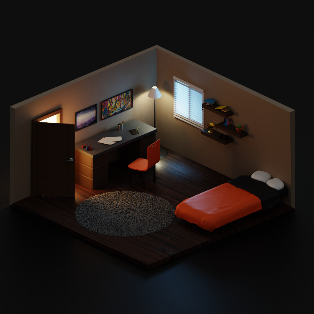 ArtStation - Low Poly Bedroom - Thinking with textures