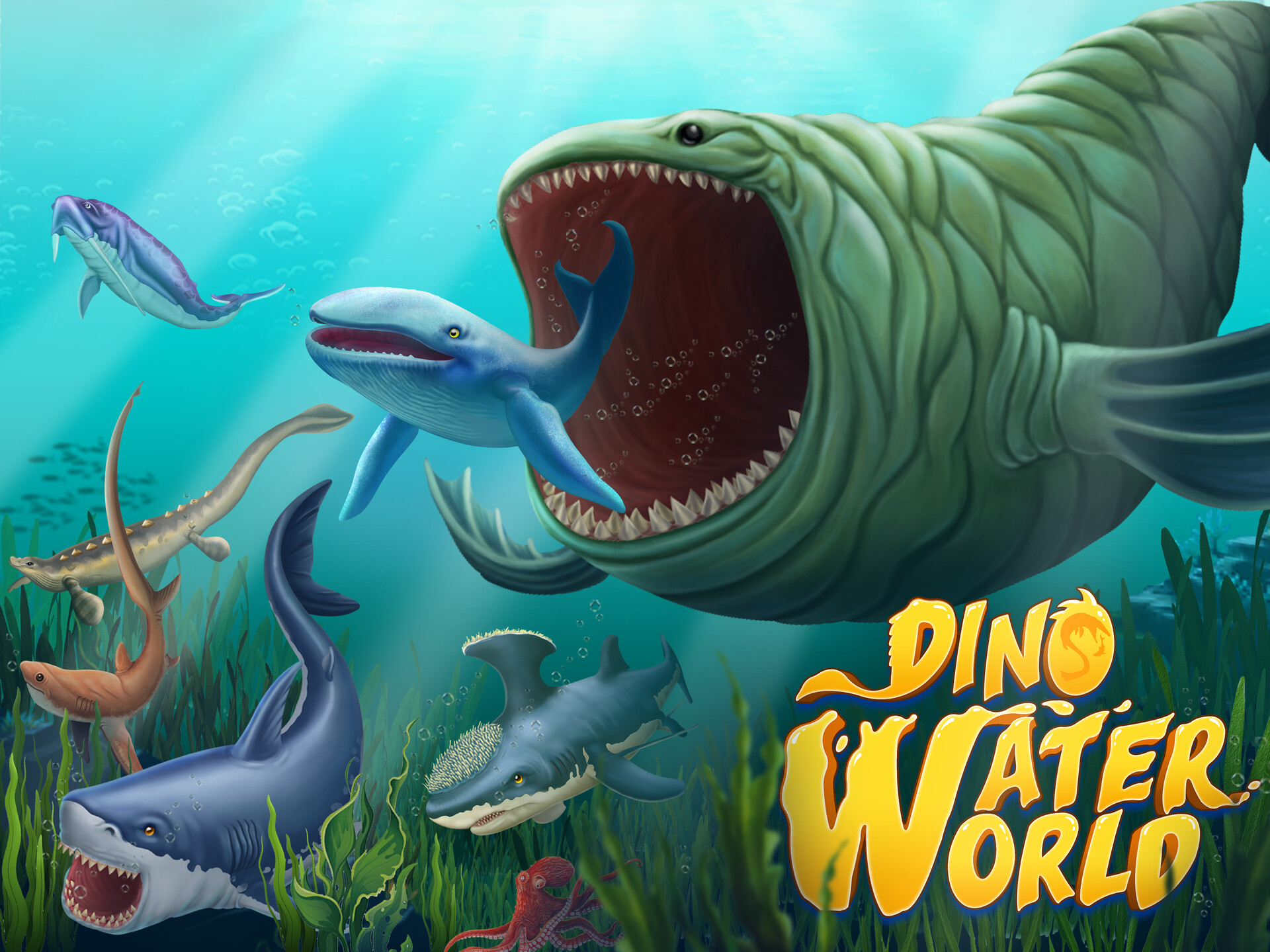 ArtStation - Dino water world game feature graphic