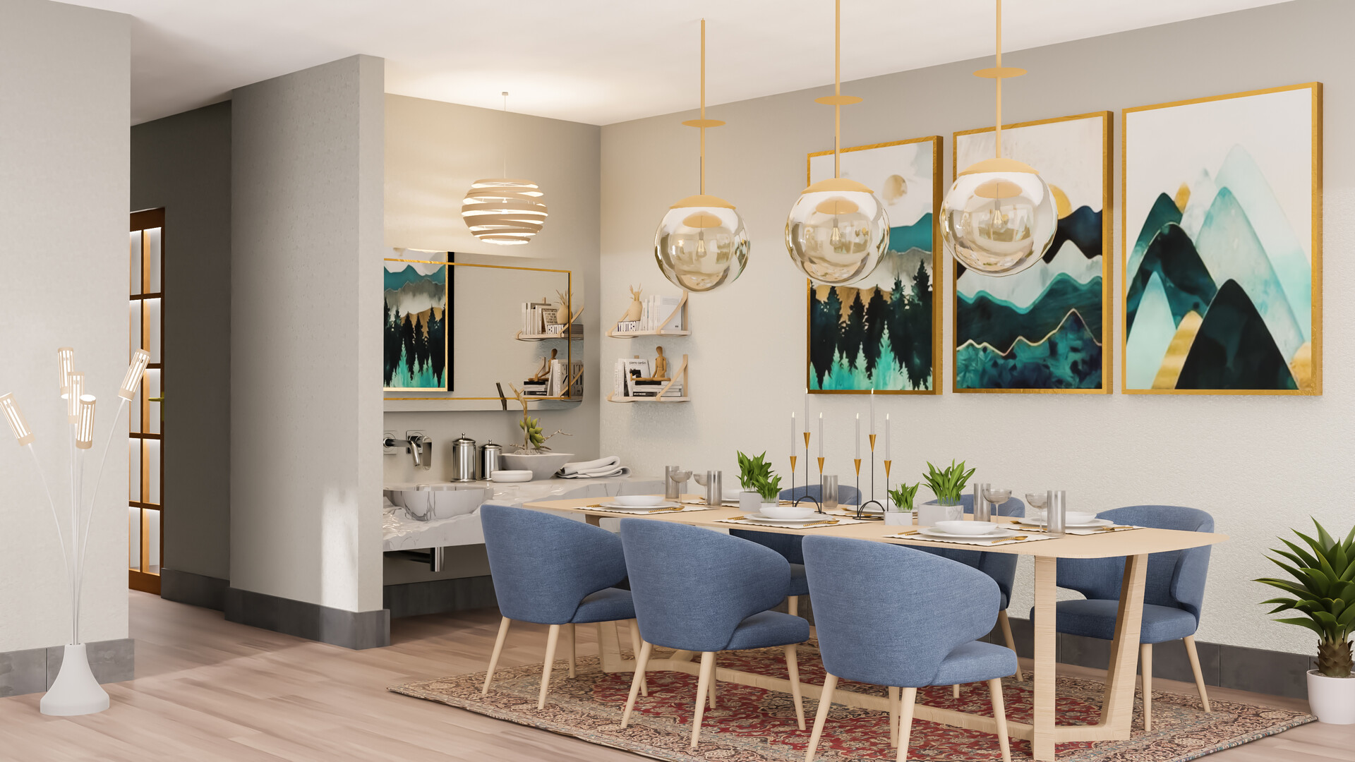 ArtStation - interior design of a dining room.