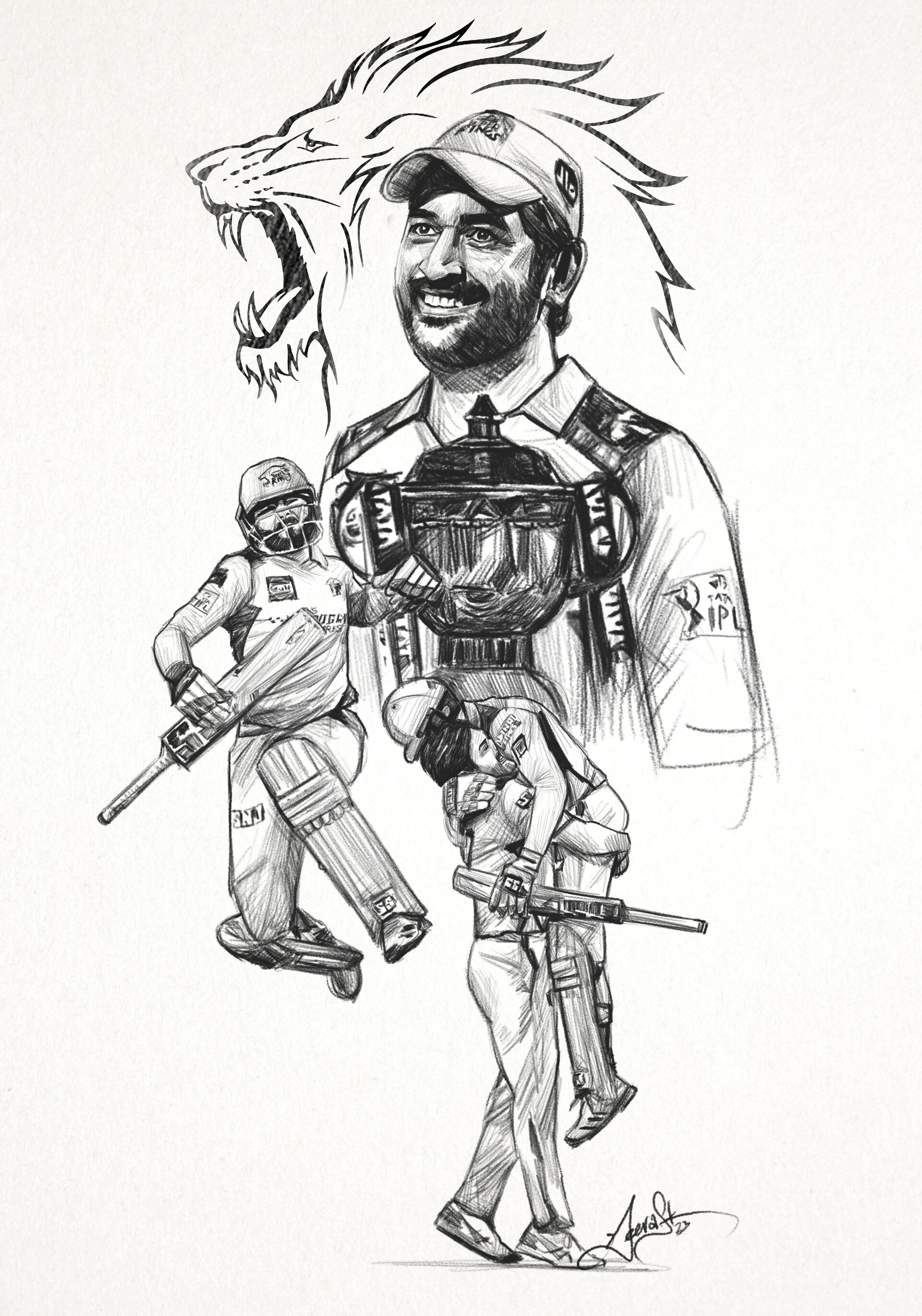 ArtStation - CSK Win the Match Pencil Sketch 2023 #CSKvsGT #cskForWin # ...