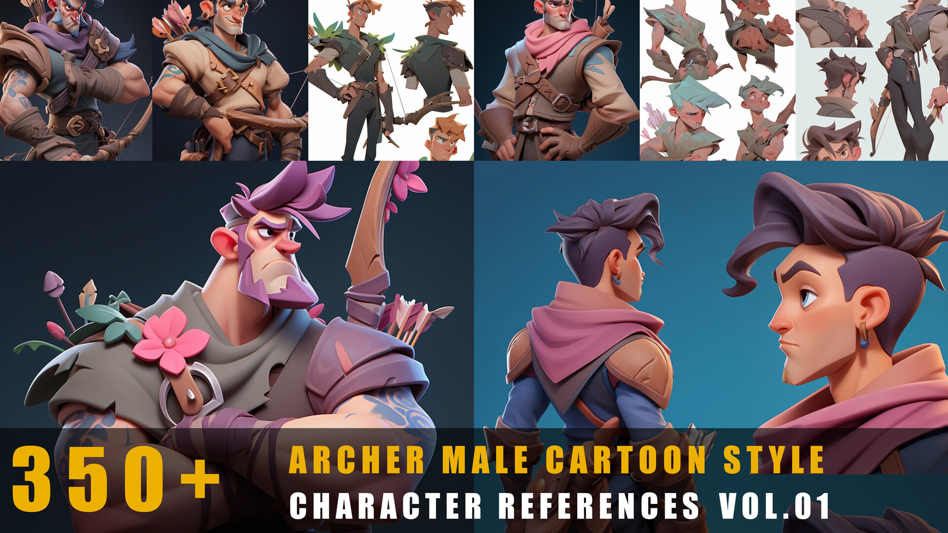 WaterLaw's Studio - 350+ Archer Male Cartoon Style - References Pack Vol.01