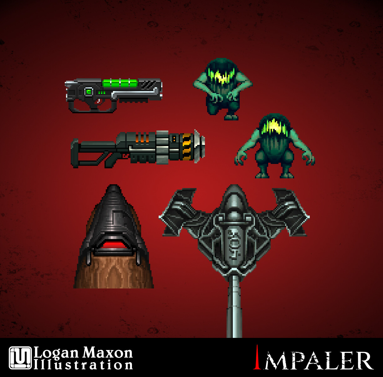 ArtStation - Impaler Update 5 - Gun Sprites and Jumper Enemy Art