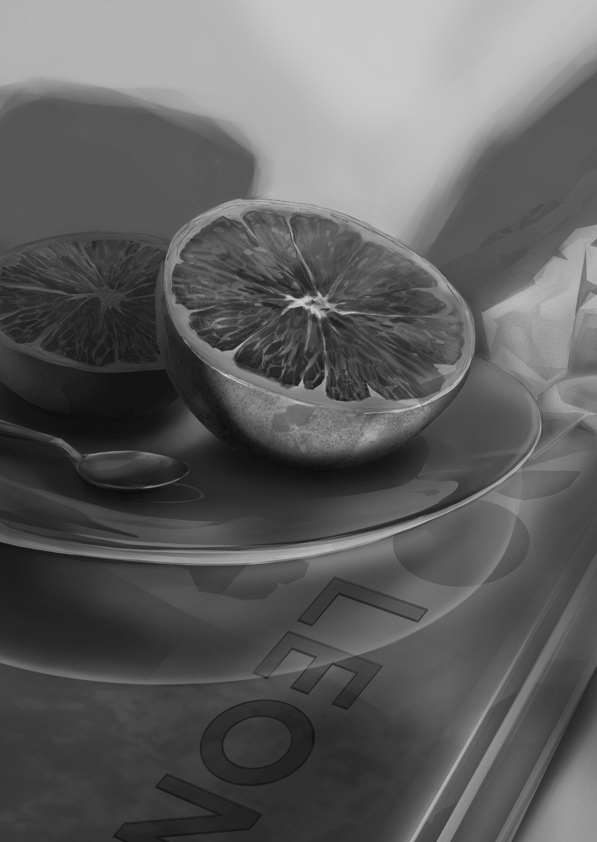 ArtStation - Grayscale painting - grapefruit