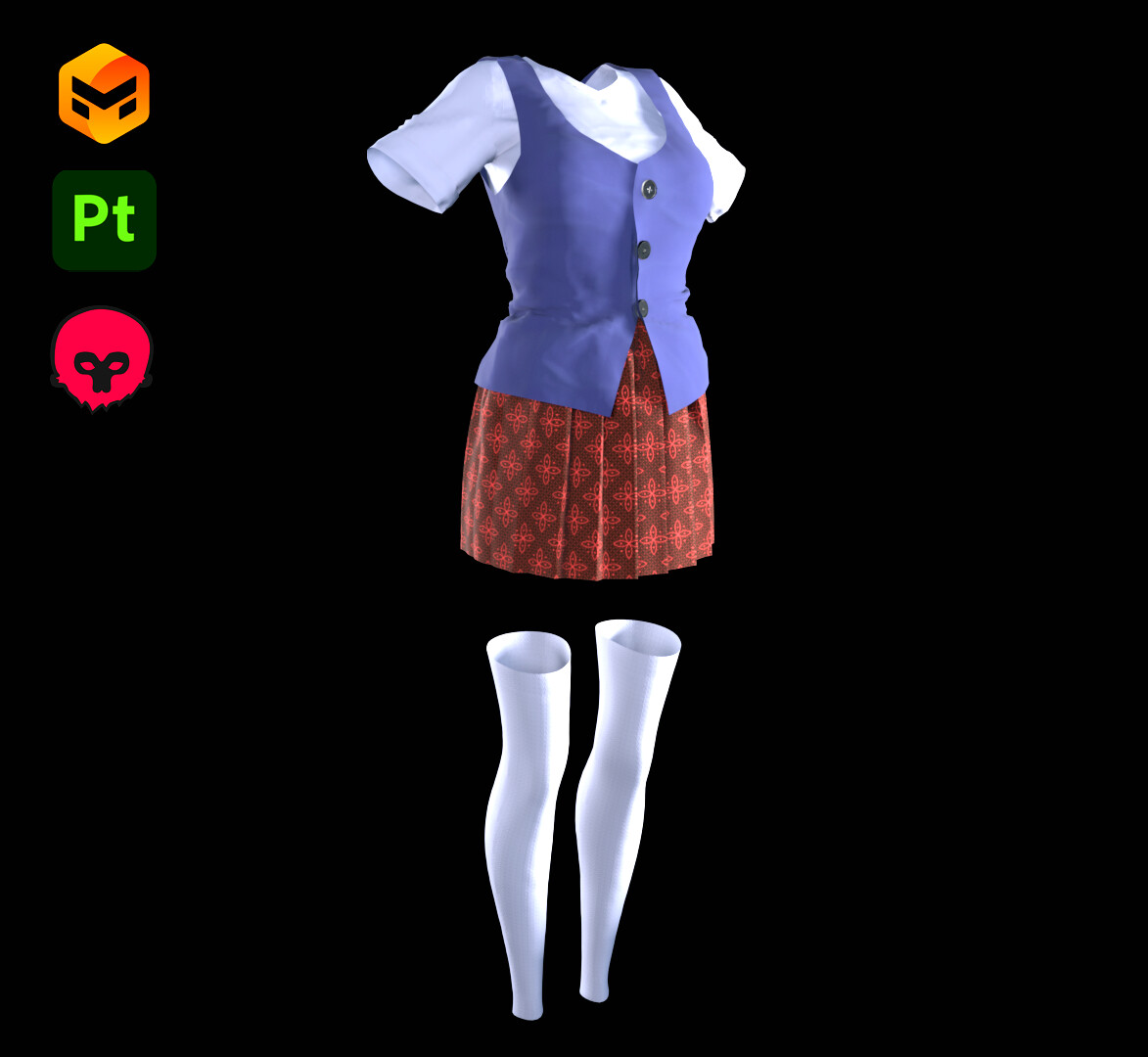 ArtStation - high school outfit