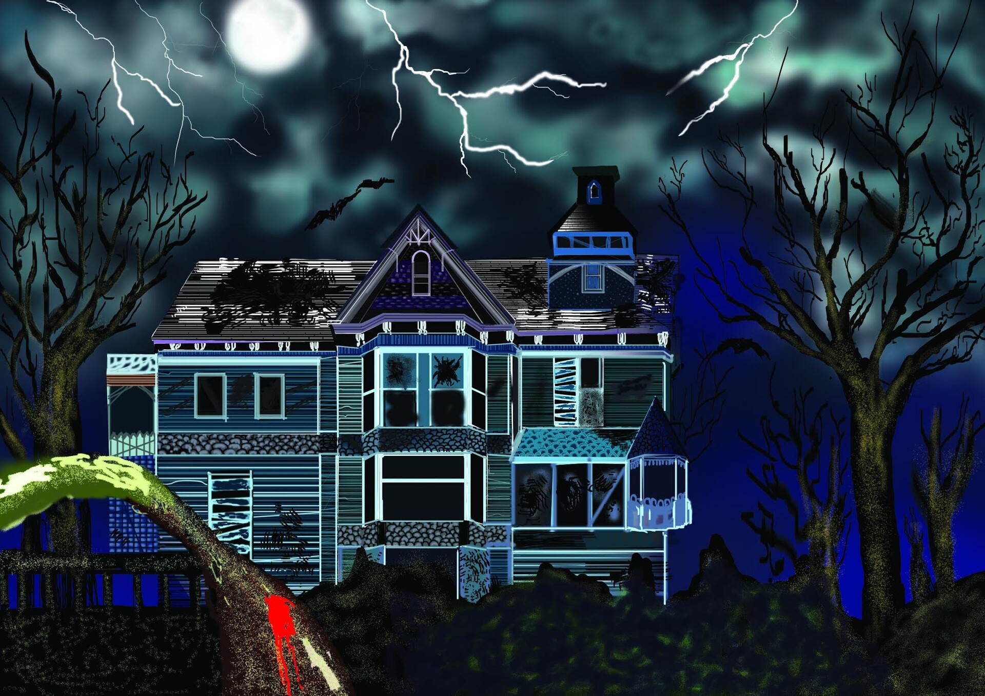ArtStation - 2D Digital scary house painitng