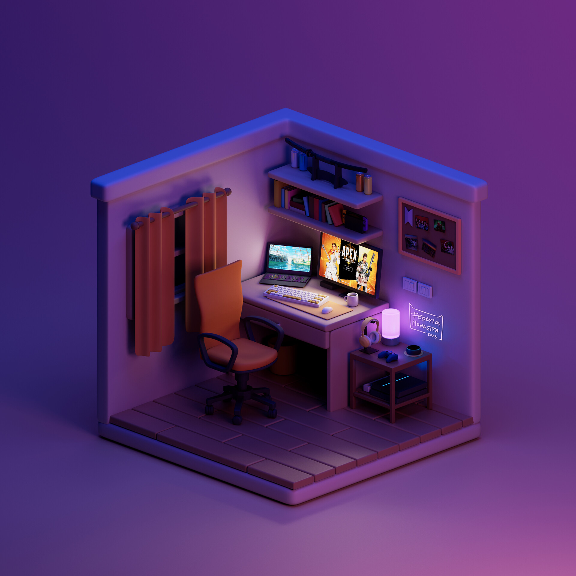 ArtStation - 3D Isometric Gaming Room
