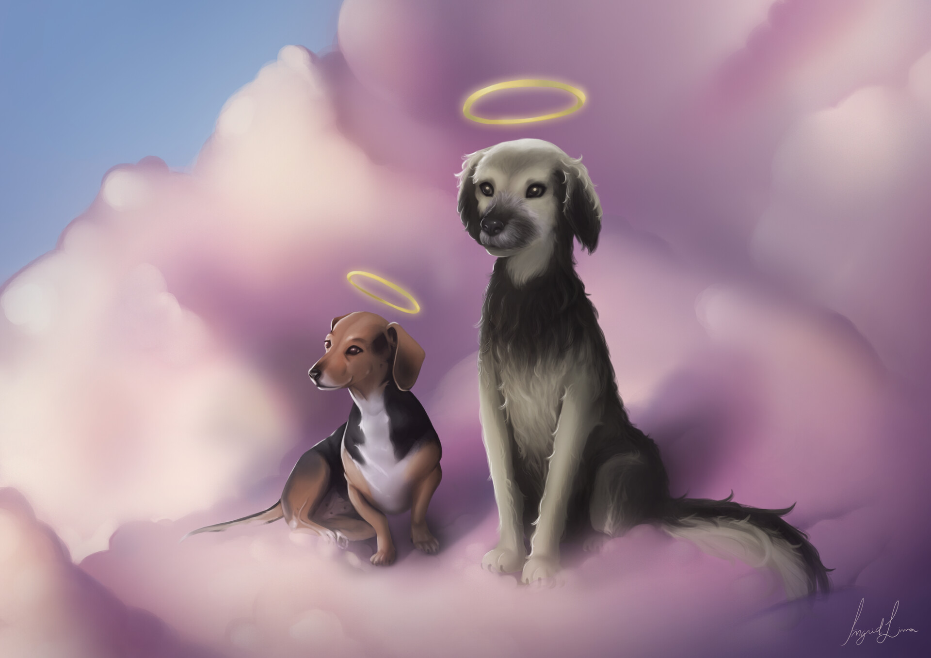 ArtStation - Dogs Heaven - RIP Lizzie and Maggie
