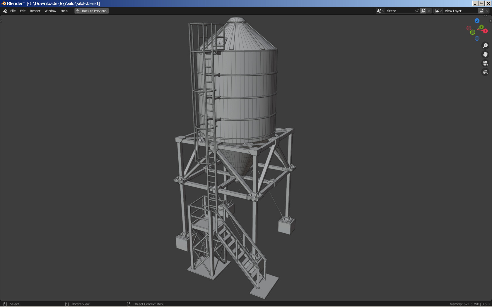 Duster - Grain Storage Silo - Blender 3D Model