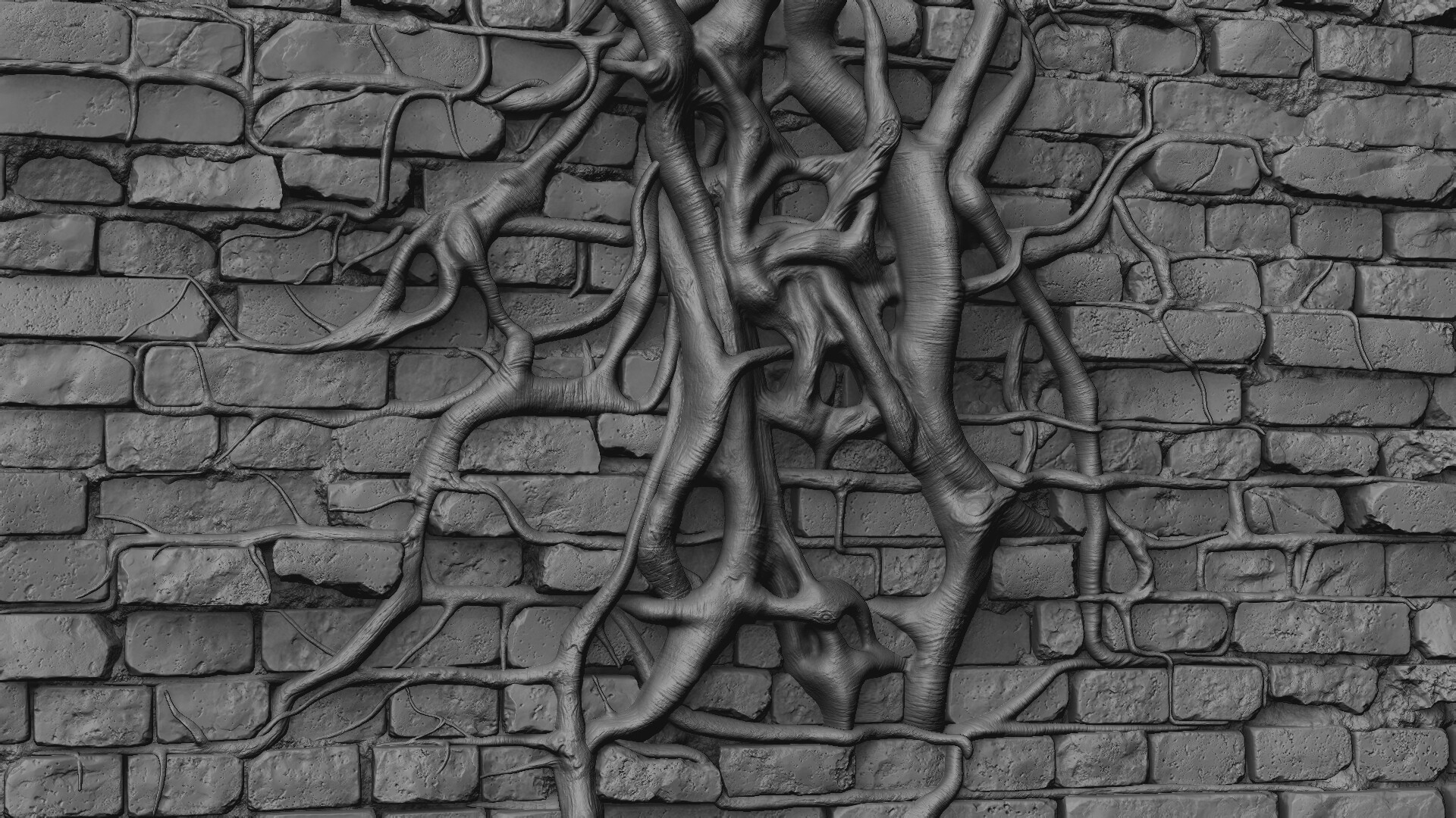 Angel Fernandes - Tree roots on brick wall - Substace Designer