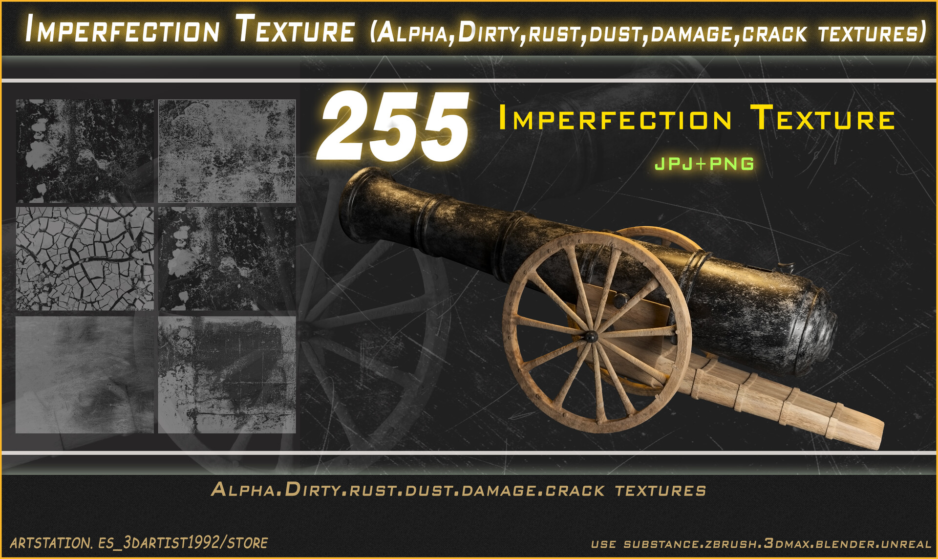 ArtStation - 255 Imperfection Texture Alpha,Dirty,rust,dust,damage ...