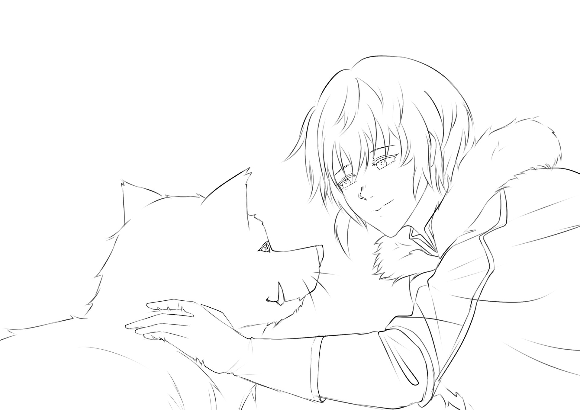 boy wolf anime coloring pages