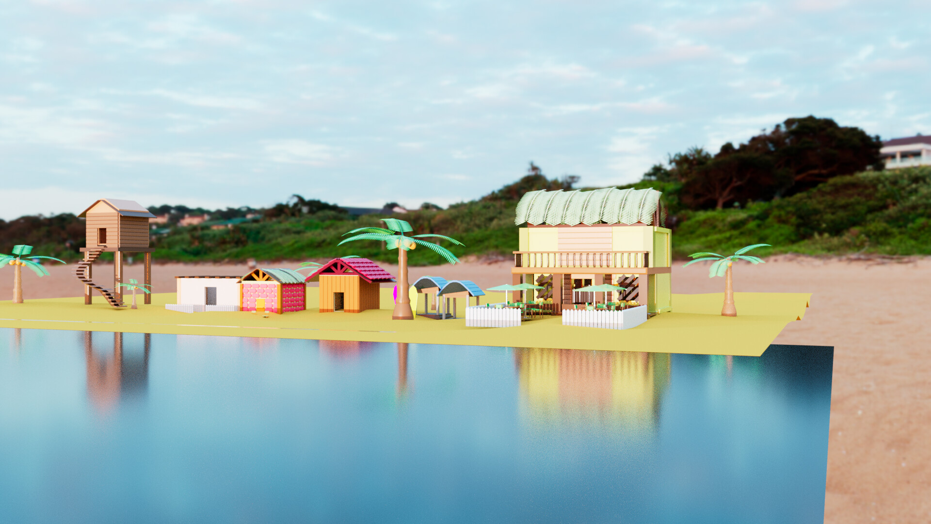 ArtStation - Low poly beach scene.