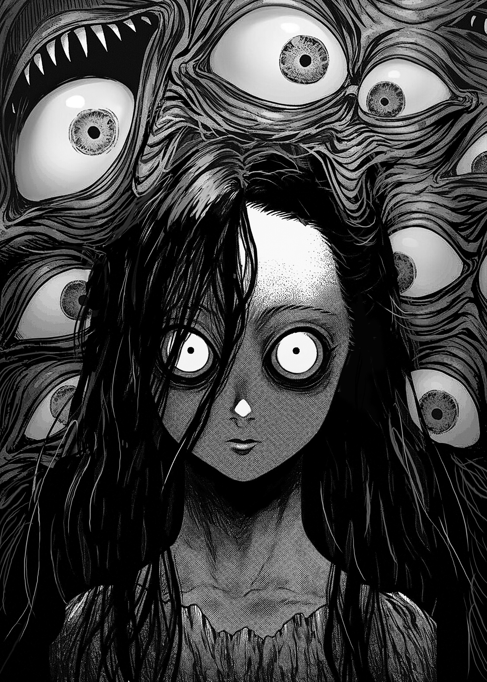 how to draw anime scary eyes