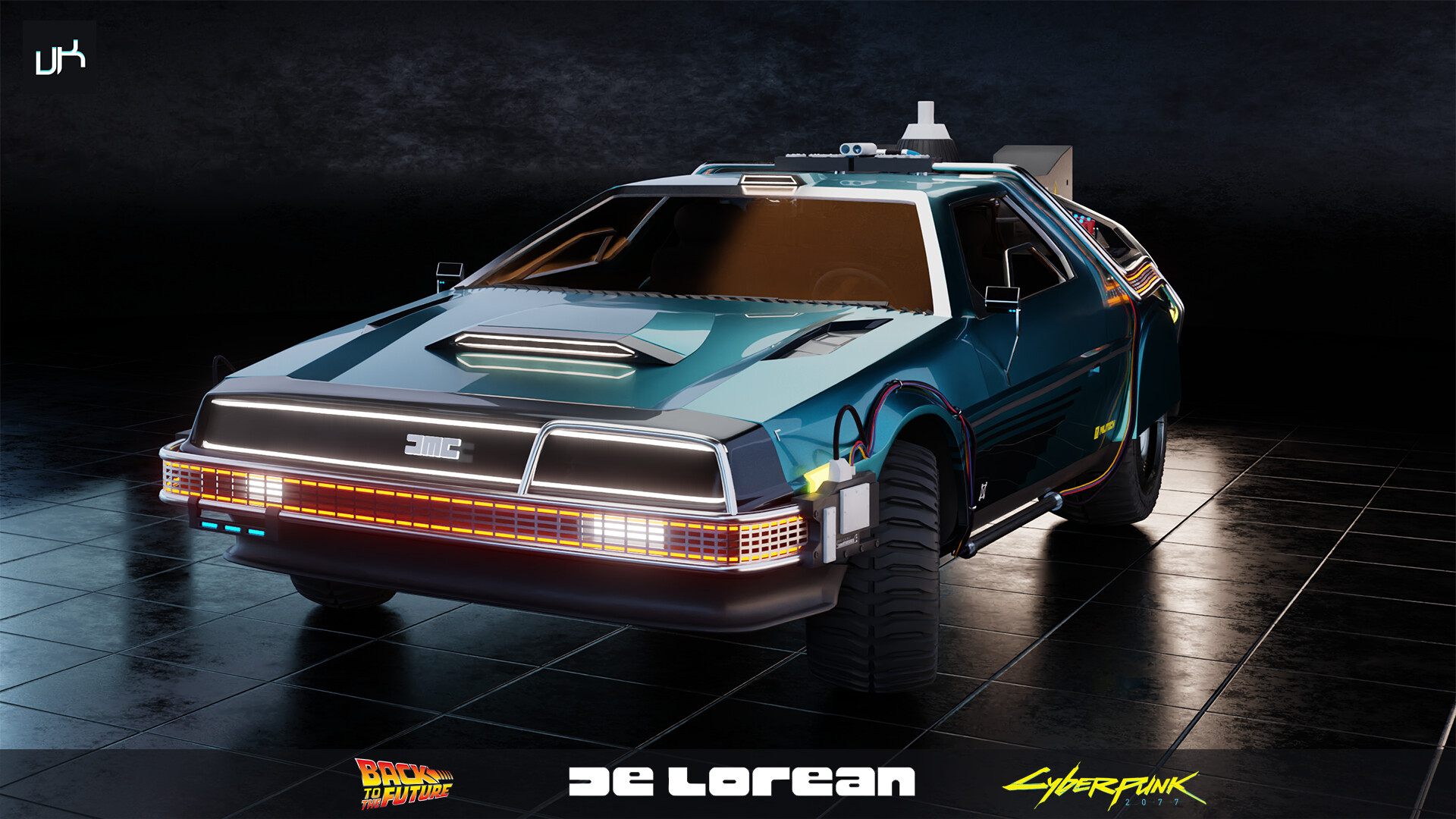 Victoria Kohan - DeLorean in the style of Cyberpunk 2077