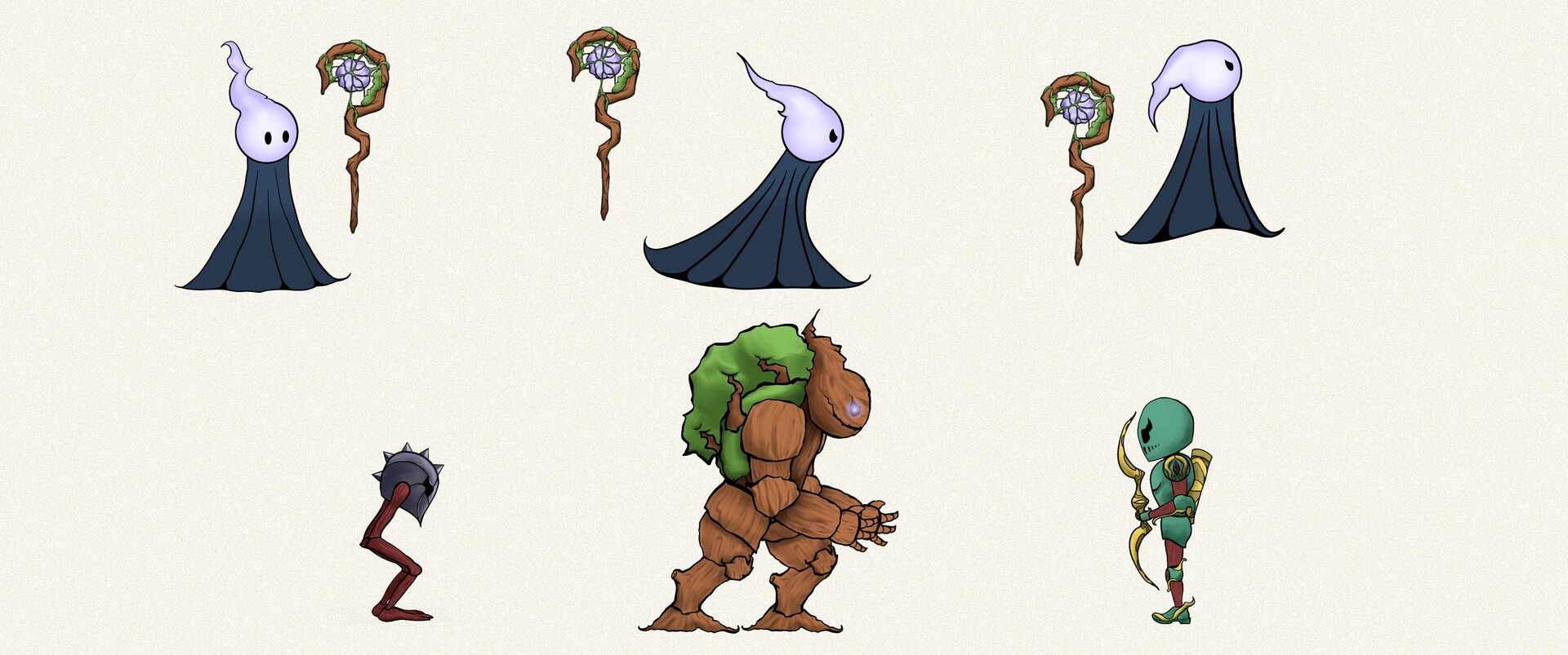 ArtStation - Forest Warden 2d platform game character concepts.