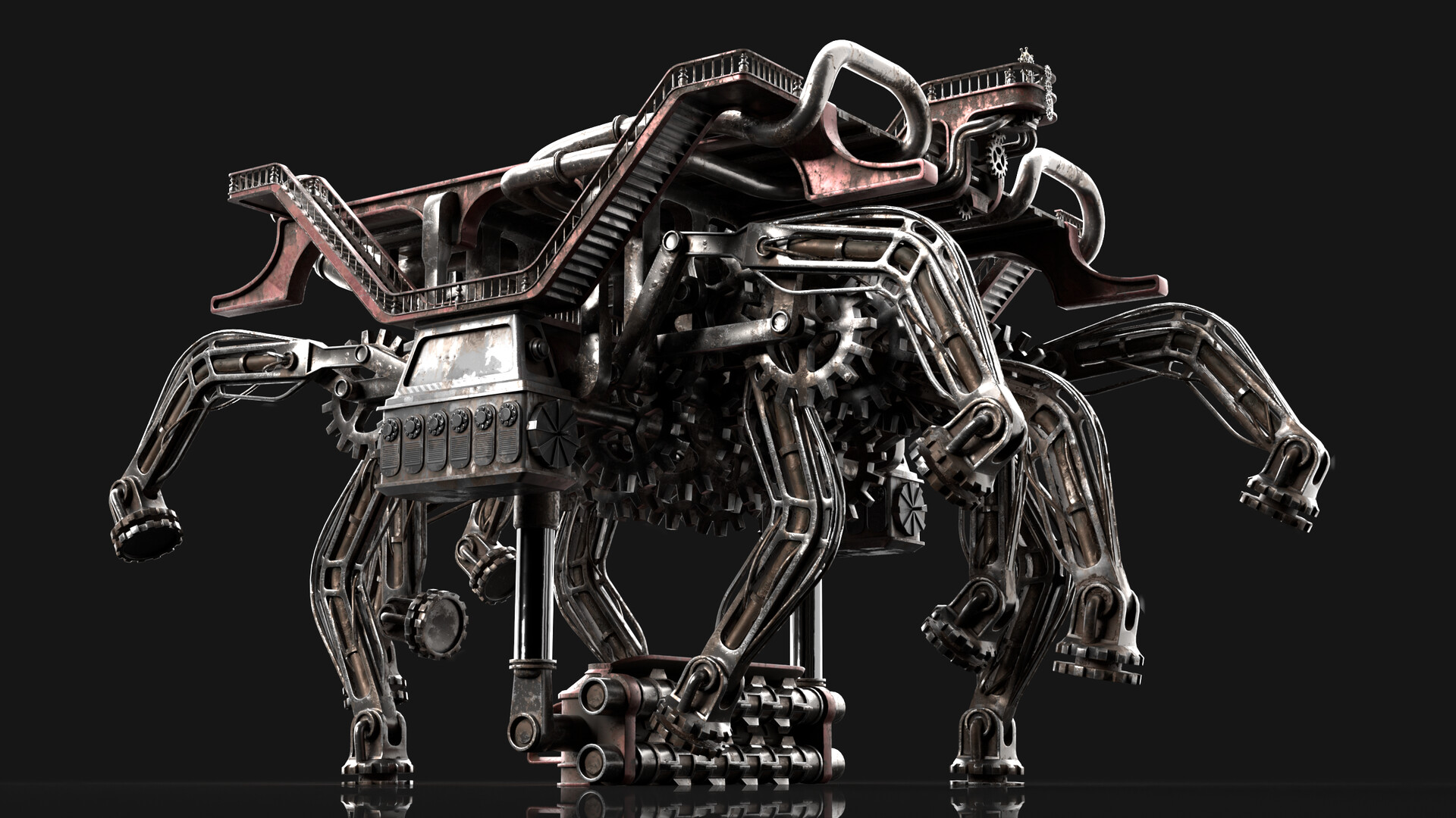 ArtStation - Dieselpunk Walking Mechanical Base | Work in progress