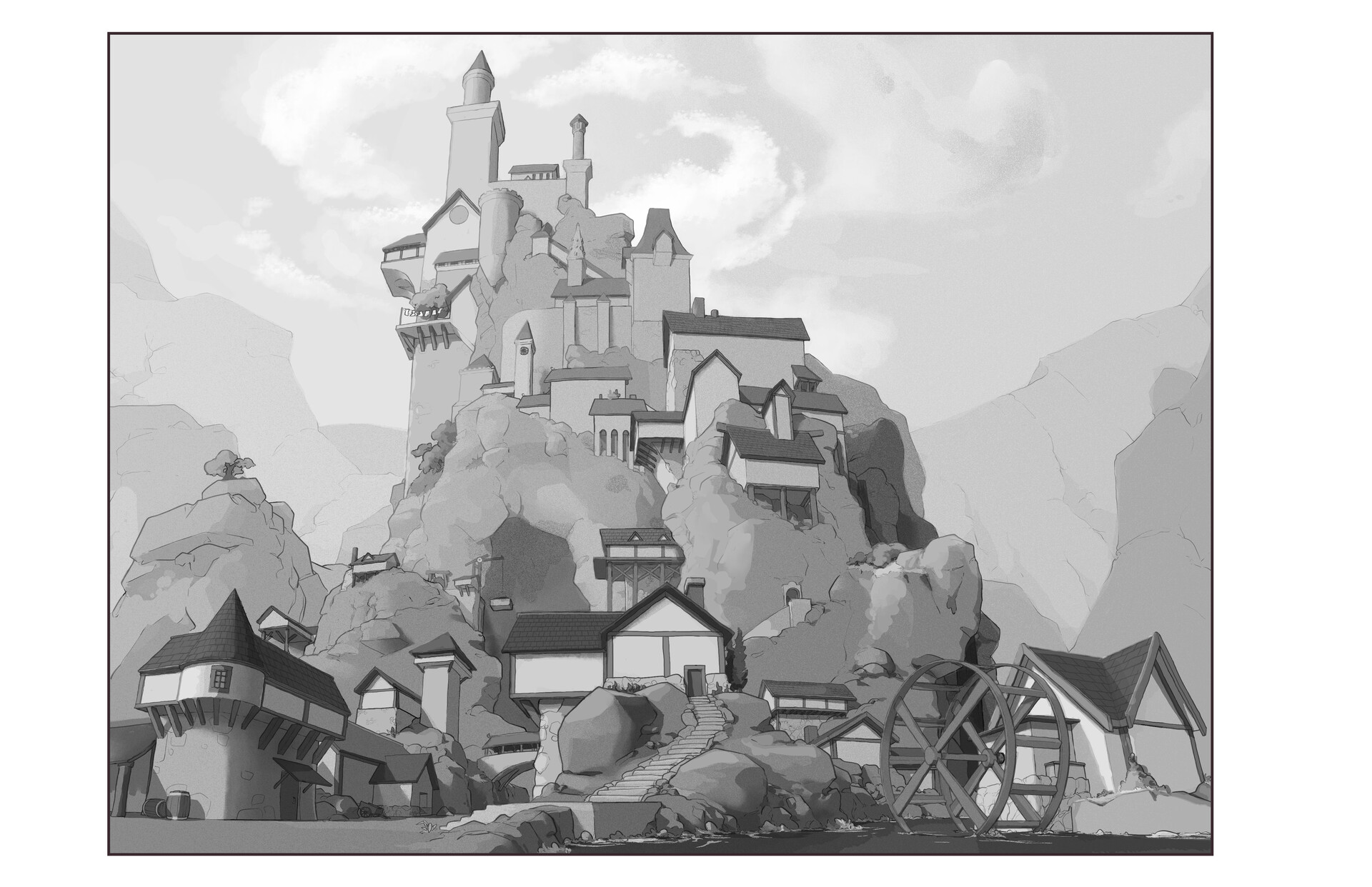 ArtStation - Medieval Mountainside Town