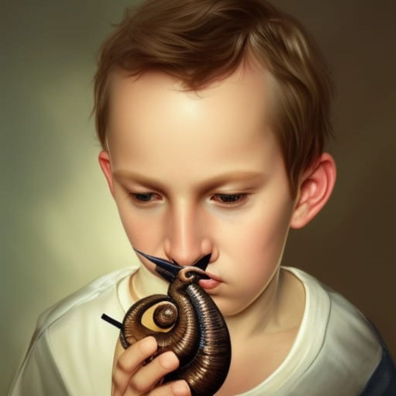 ArtStation - Boy with snail growing out of his nose