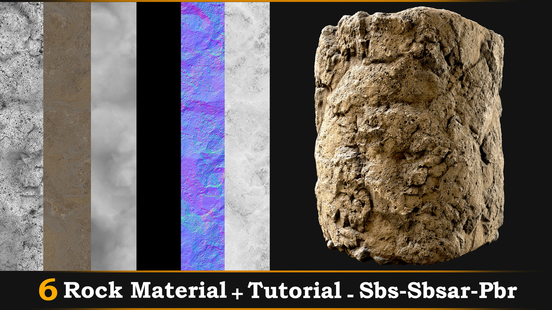 Zhax_Studio - 6 Rock Material +Tutorial-Sbs-Sbsar-Pbr