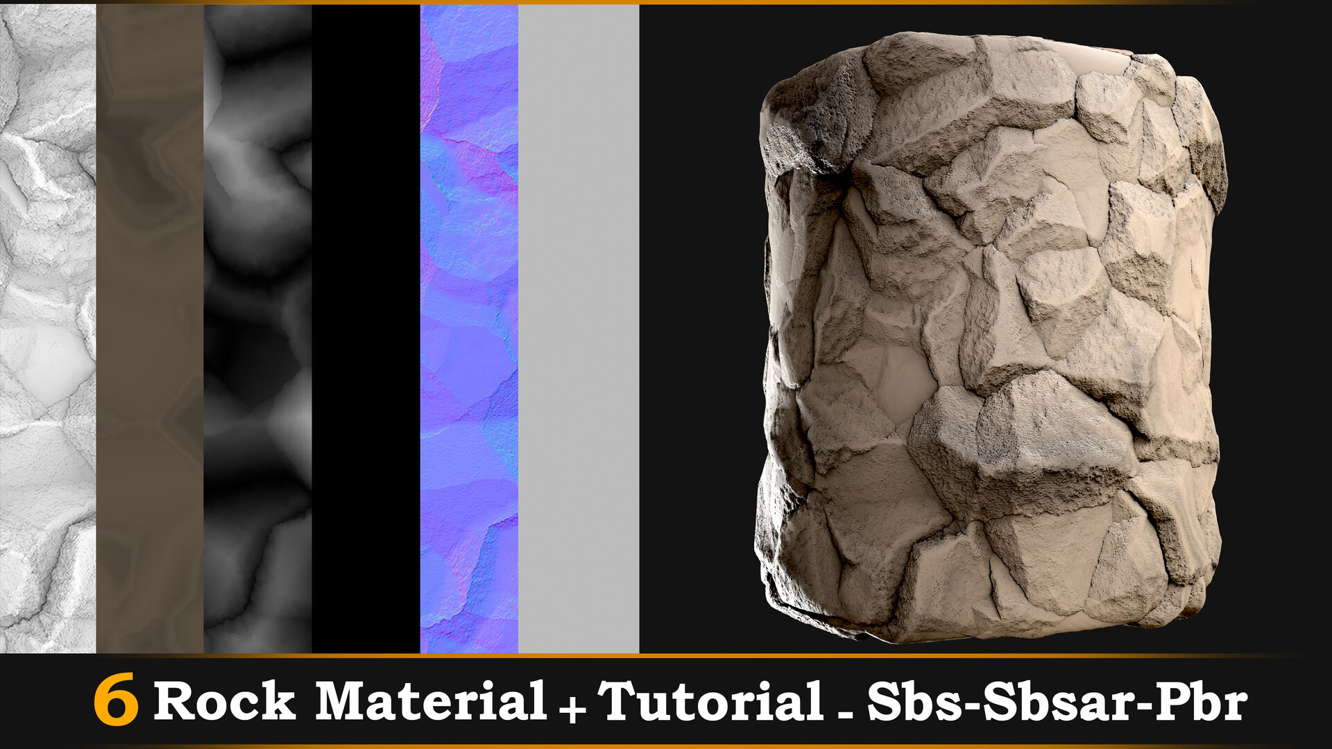 Zhax_Studio - 6 Rock Material +Tutorial-Sbs-Sbsar-Pbr