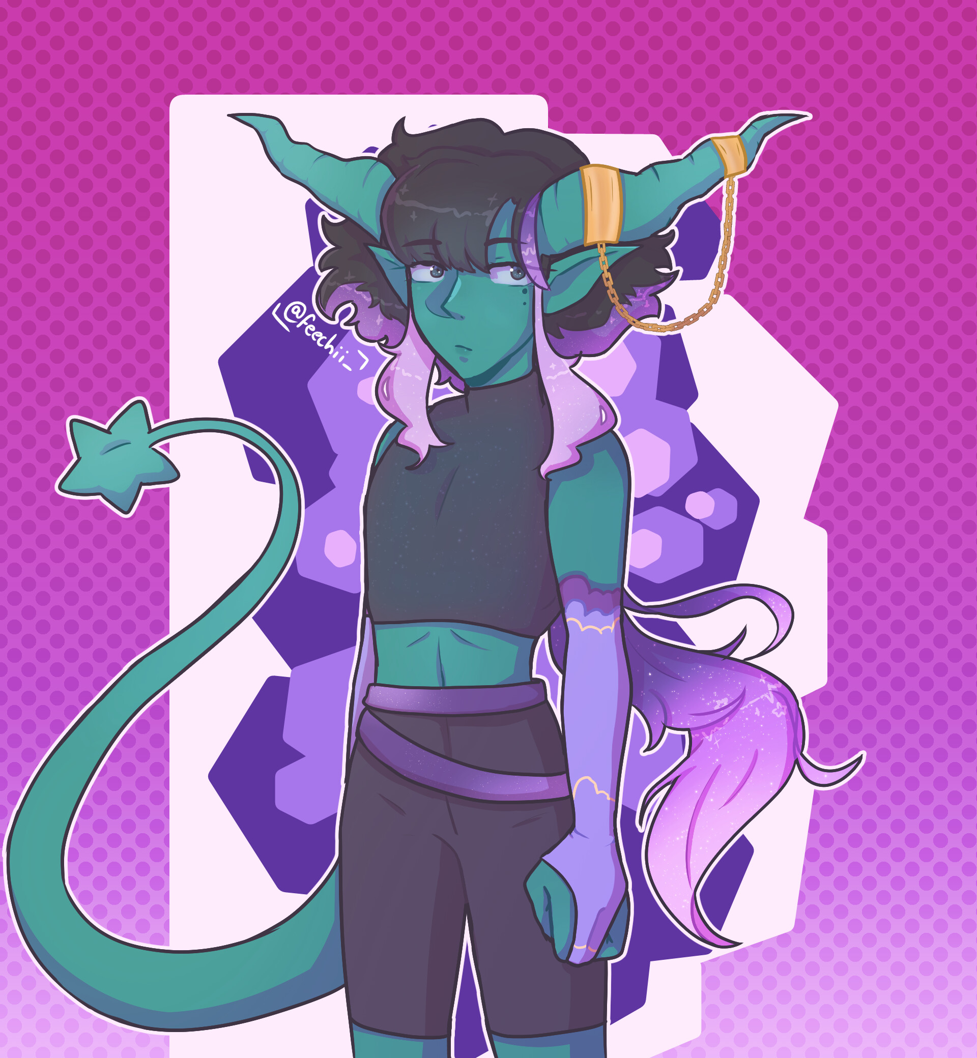 ArtStation - a starry hair'd tiefling