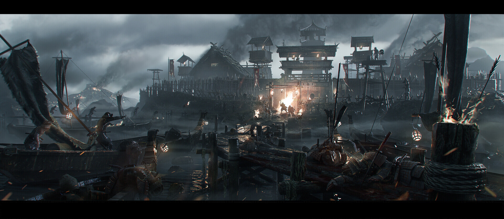 ArtStation - A fishing village on the shore